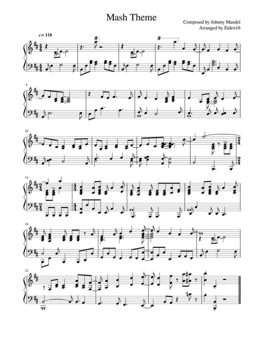 M*A*S*H Theme - Piano Sheet Music for Piano (Solo) | MuseScore.com