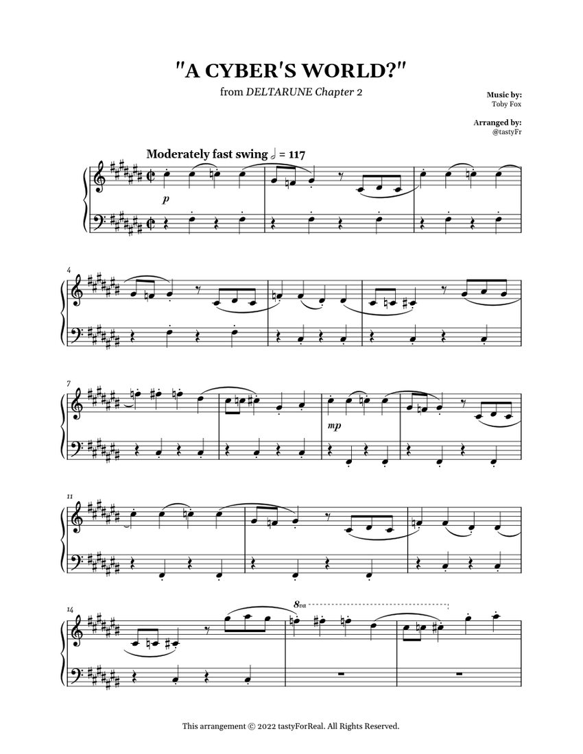 A CYBER'S WORLD? - Deltarune Chapter 2 – Toby Fox (Piano) Sheet music for Piano (Solo ...