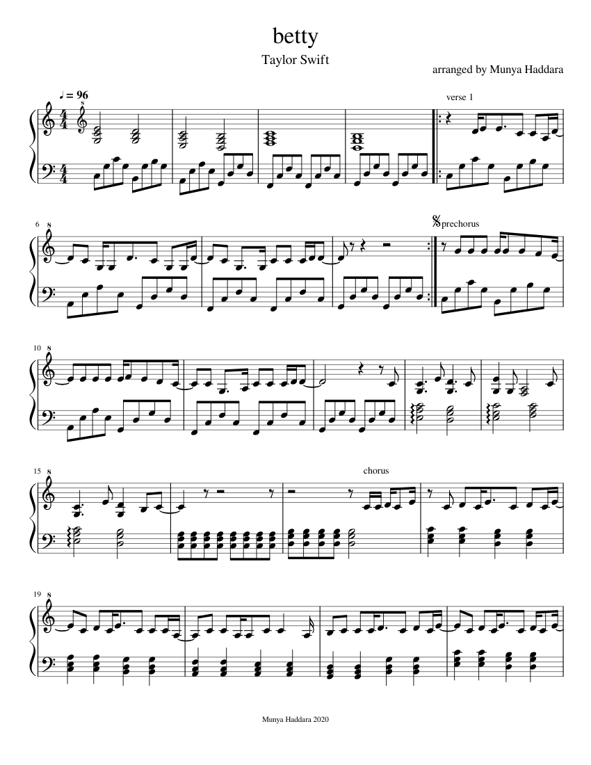 betty Sheet Music for Piano (Solo) | MuseScore.com