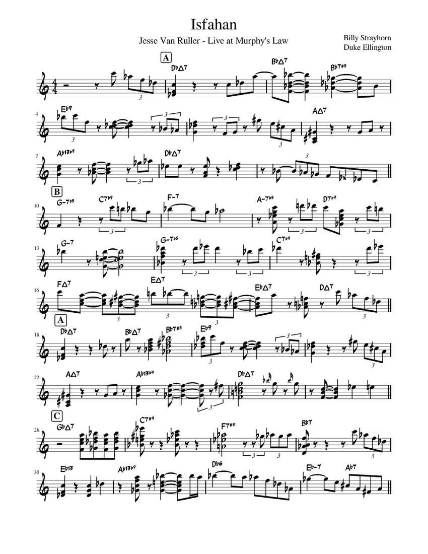 Isfahan - Jesse Van Ruller Sheet Music with Chords for Piano (Solo ...