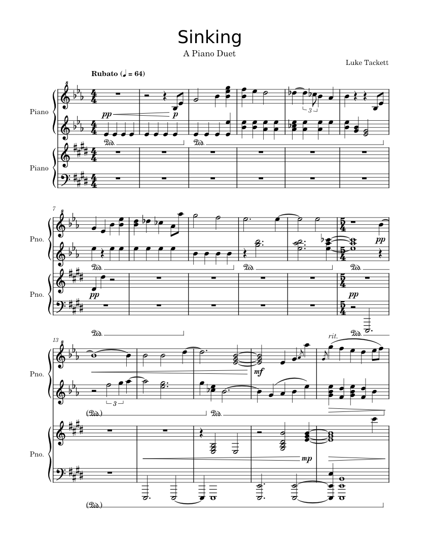 Sinking Sheet music for Piano (Piano Duo) | Musescore.com