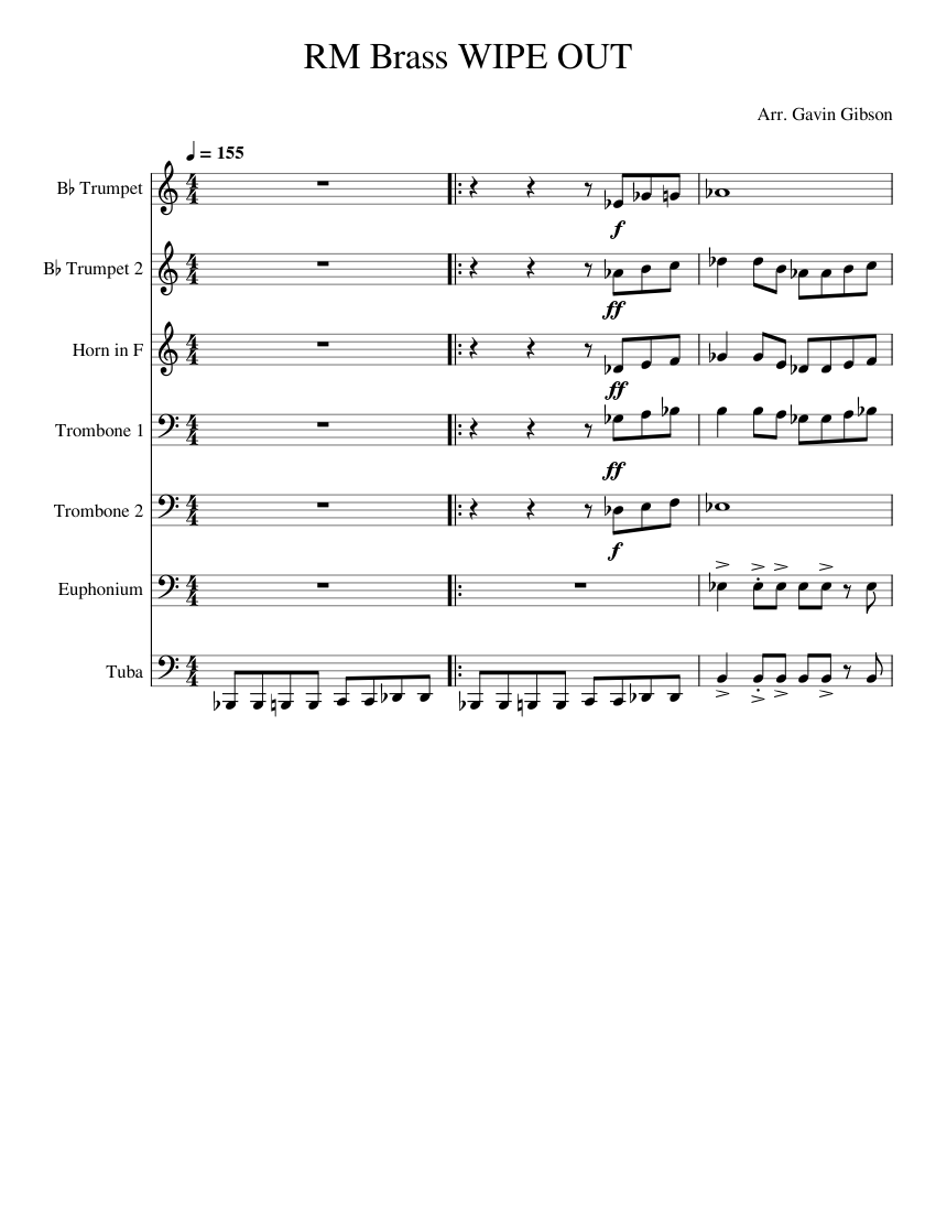 Wipe out – The Surfaris Sheet Music for Trombone, Euphonium, Tuba ...