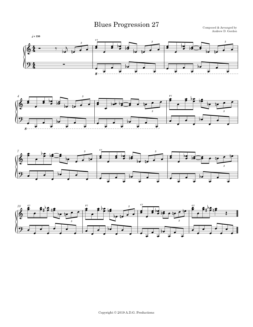 Blues progression 27 Sheet music for Piano (Solo) Easy | Musescore.com