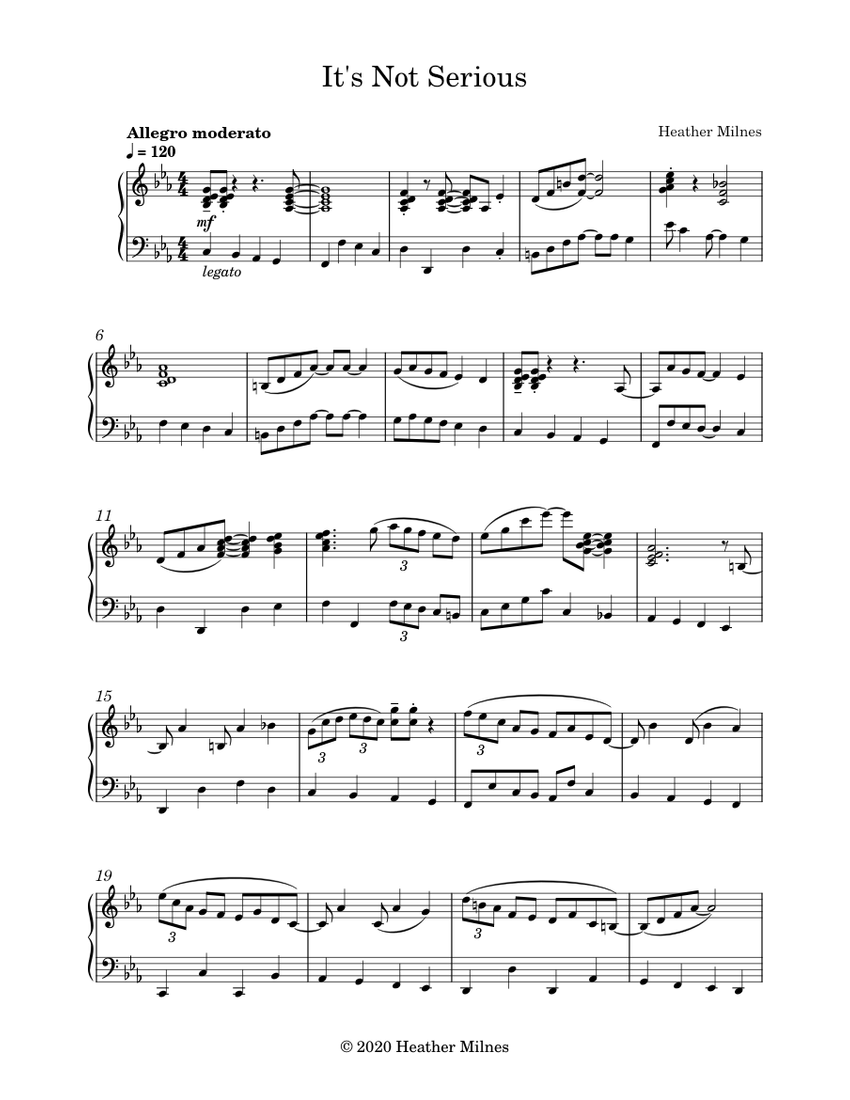 It's Not Serious Sheet Music for Piano (Solo) | MuseScore.com