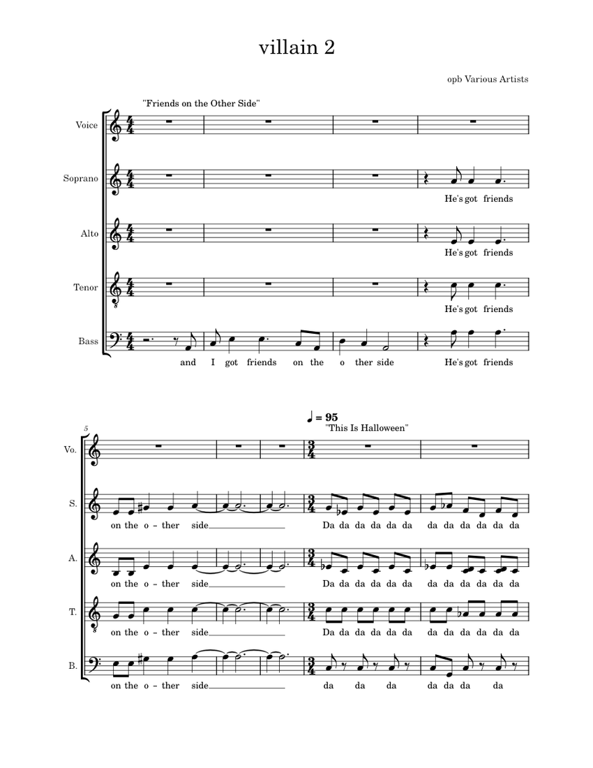Disney Medley – Misc Soundtrack villain 2 Sheet Music for Soprano, Alto ...