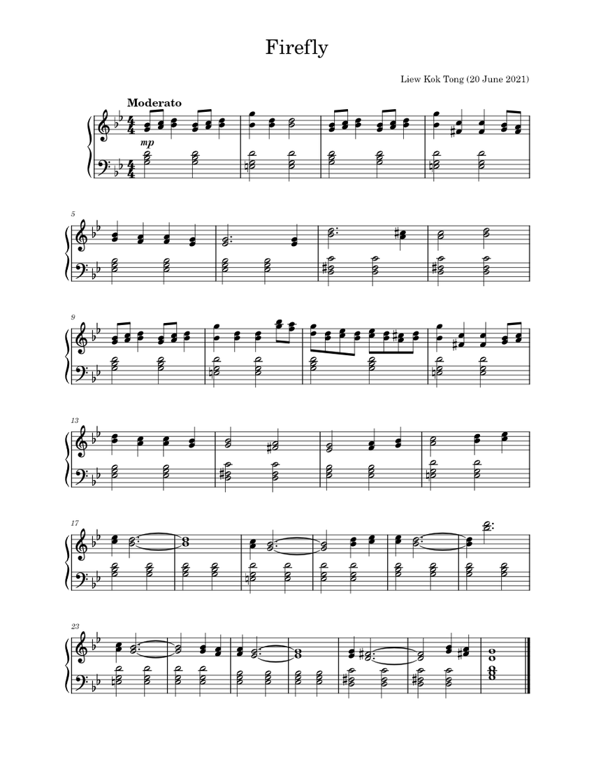 Firefly Sheet music for Piano (Solo) Easy | Musescore.com