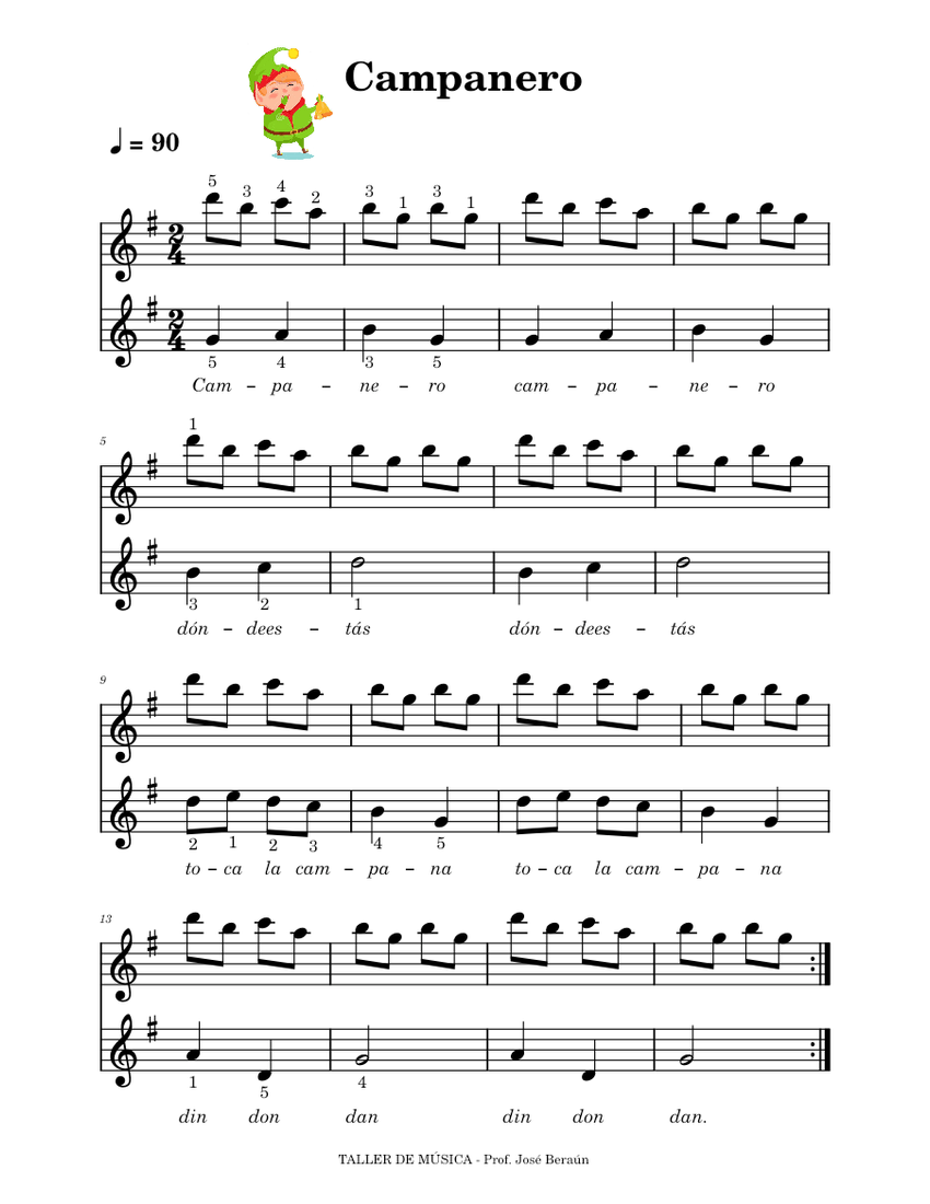 Campanero PIANO melodía en izquierda Sheet music for Piano (Solo) | Musescore.com