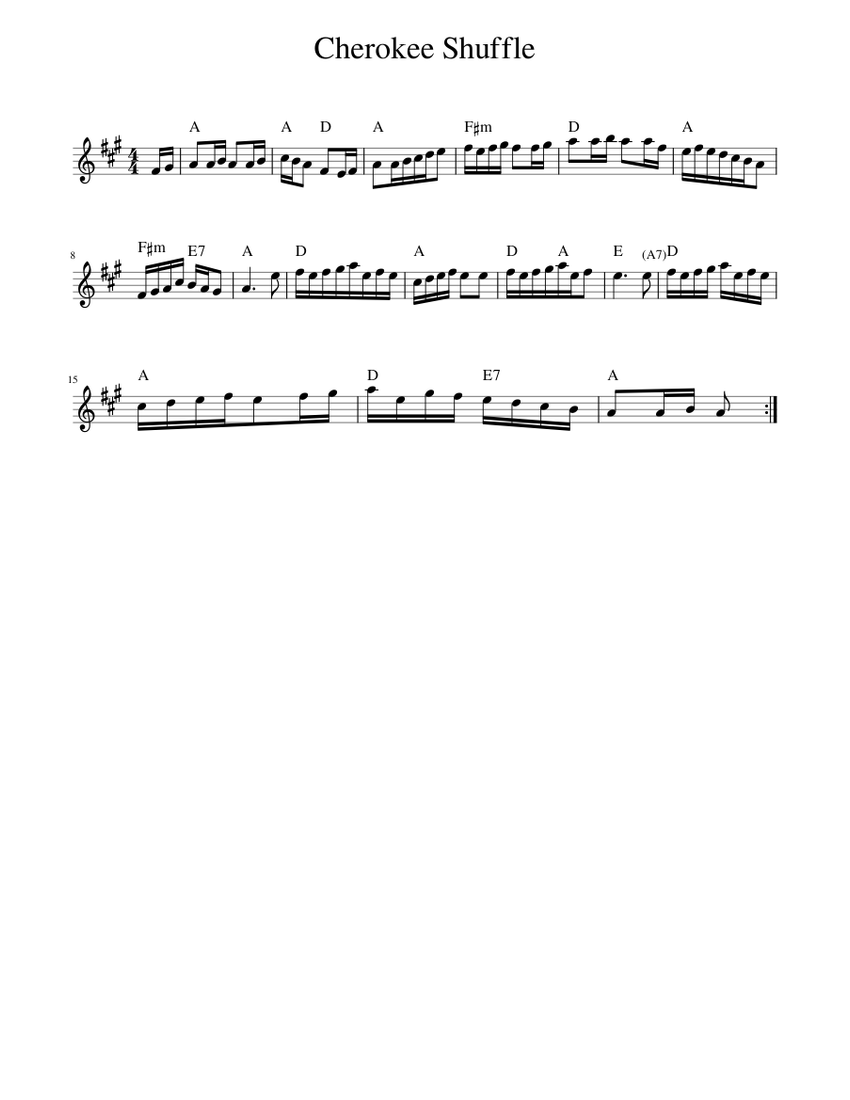 Cherokee Shuffle Sheet Music with Chords for Piano (Solo) Easy ...