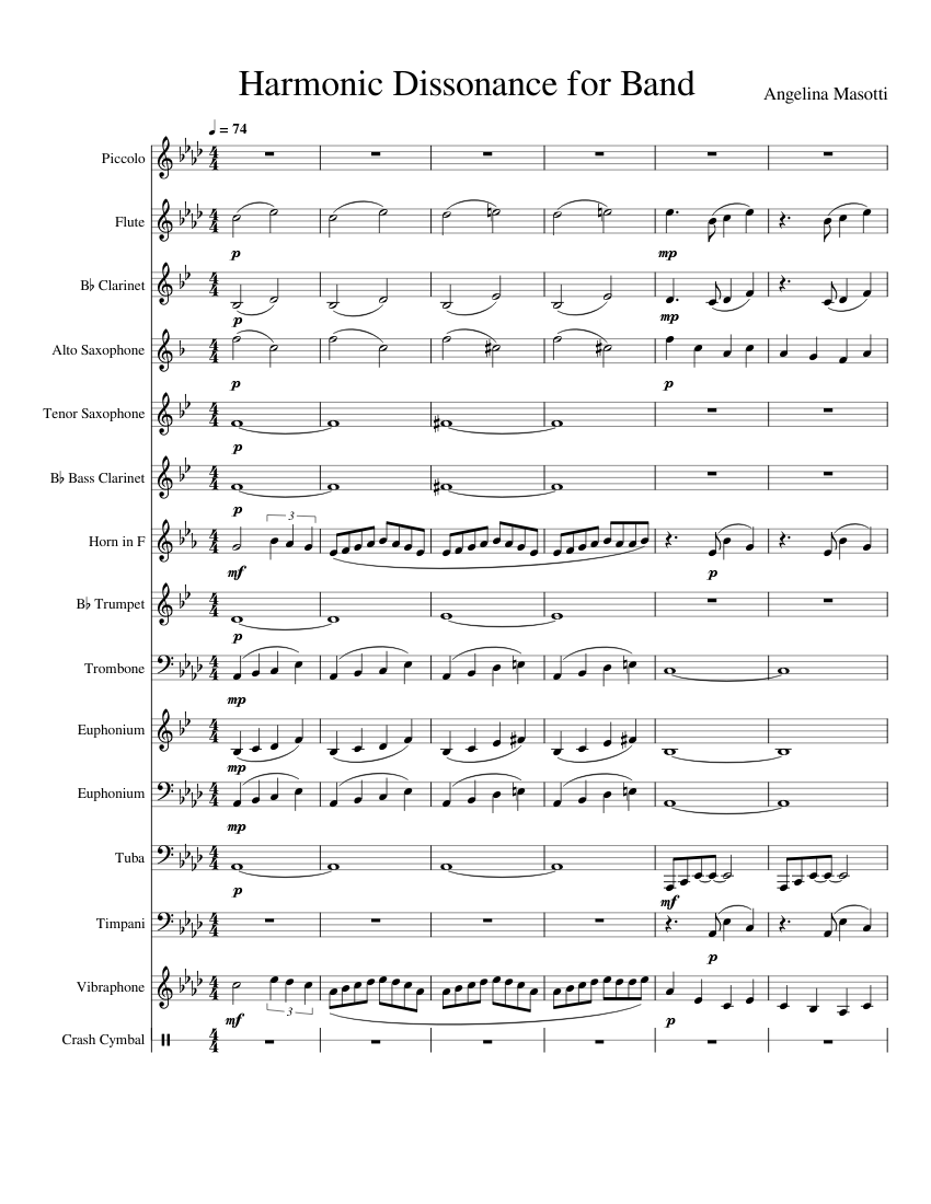 Harmonic Dissonance for Band Op. 1 - Angelina Masotti Sheet music for ...