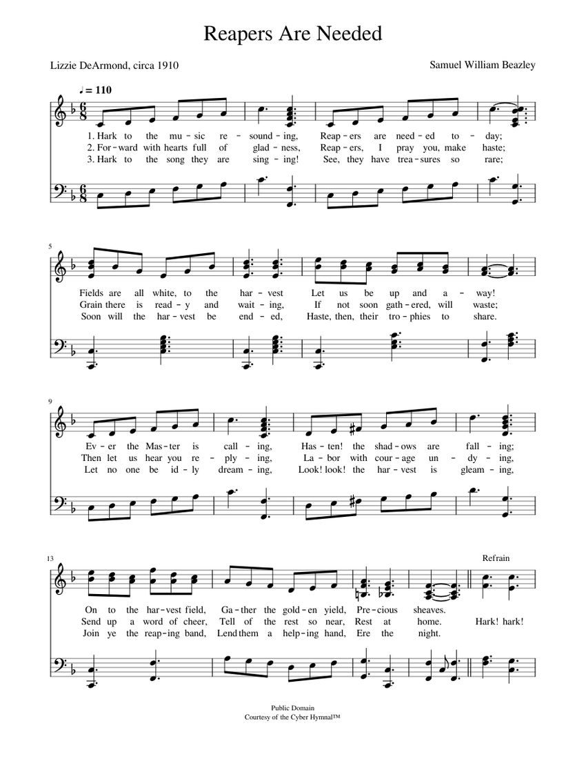 Reapers are needed (dearmond) - Samuel W. Beazley Sheet music for Piano ...