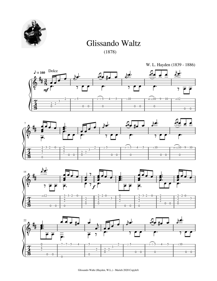 Glissando Waltz - Hayden, W. L. (1839 - 1886) - Tablature Sheet music ...