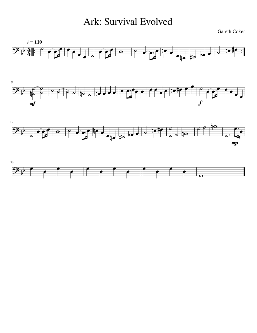 Ark Survival Evolved - Main Theme Cello Sheet music for Cello (Solo ...