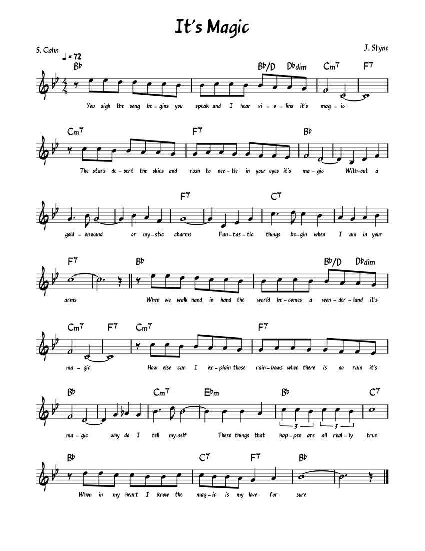 It's Magic Sheet Music with Chords for Piano (Solo) Easy | MuseScore.com