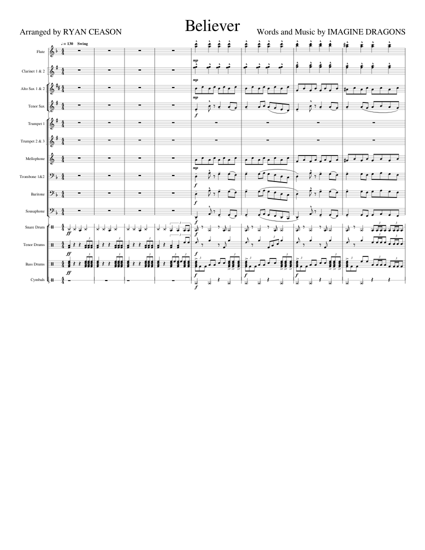 Believer - Imagine Dragons (MB arrangement) Sheet music for Trombone ...