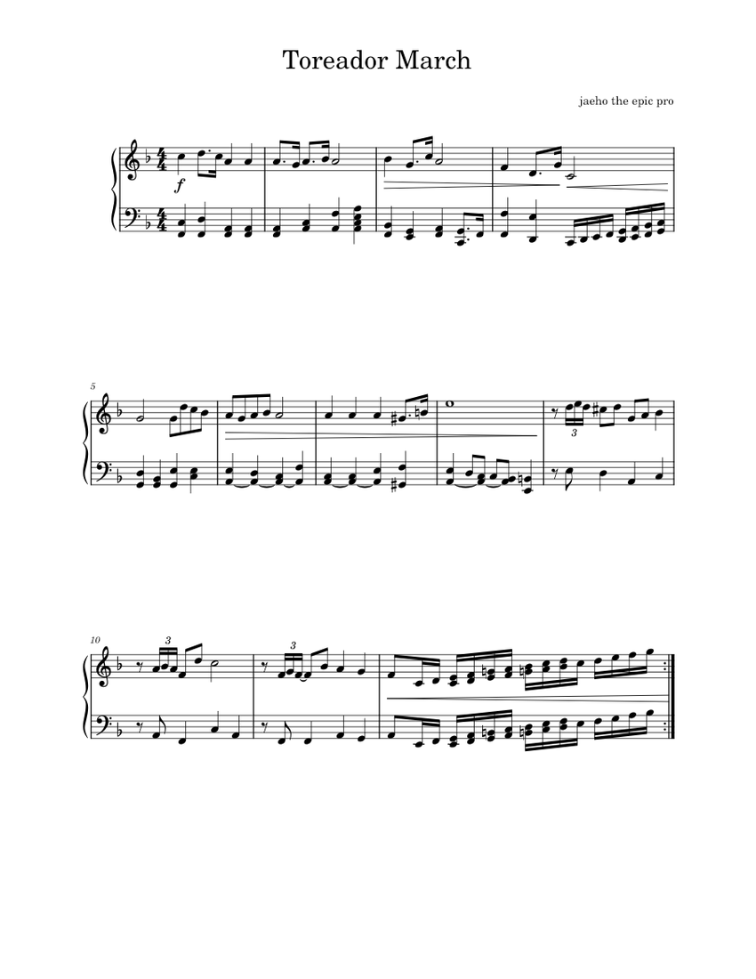 Carmen - march of the toreadors – Georges Bizet some bored stuff Sheet ...