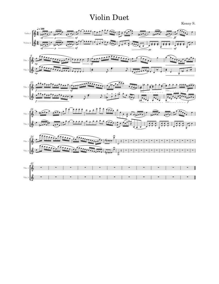 violin duet Sheet music for Strings group (String Duet) | Musescore.com