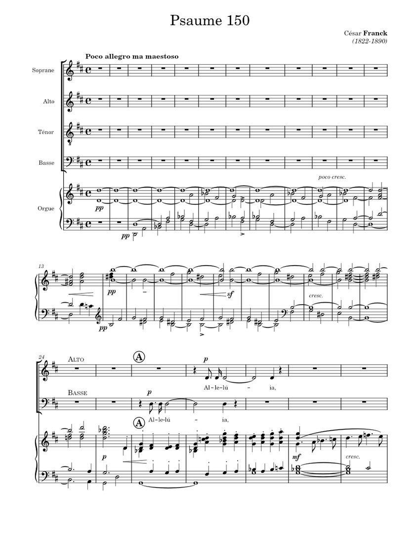 Psaume 150 by Frank Caesare Sheet Music for Soprano, Alto, Tenor, Bass ...