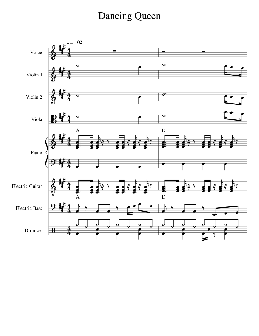 Dancing Queen Sheet music for Piano, Violin, Viola, Guitar & more ...