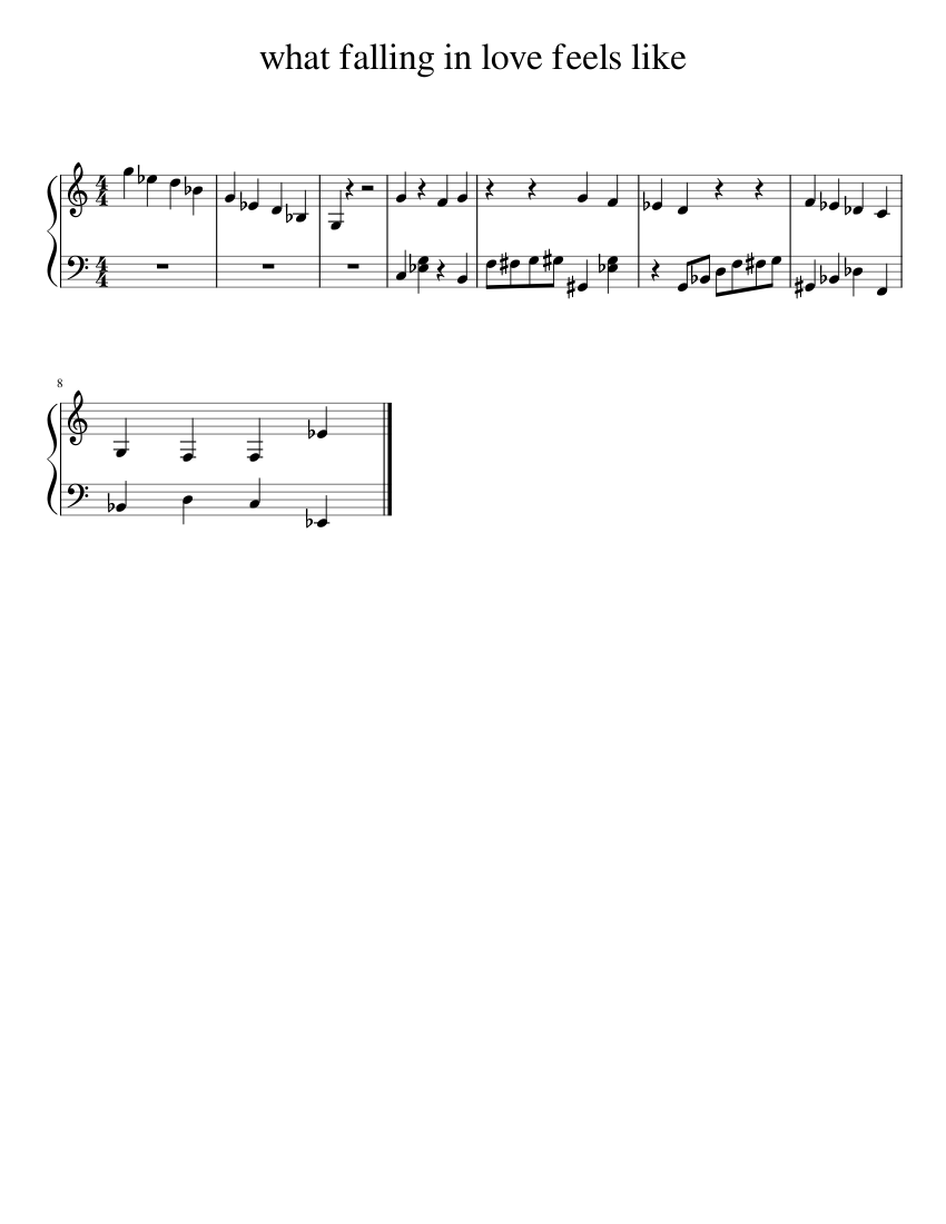 What Falling In Love Feels Like Sheet Music for Piano (Solo) Easy ...