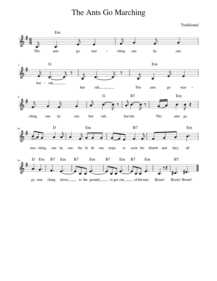 The Ants Go Marching Sheet music for Piano (Solo) Easy | Musescore.com