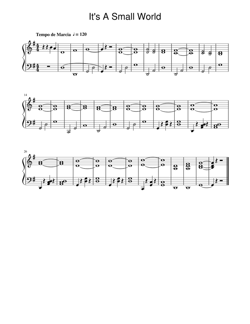 It's A Small World Piano Sheet music for Piano (Solo) | Musescore.com