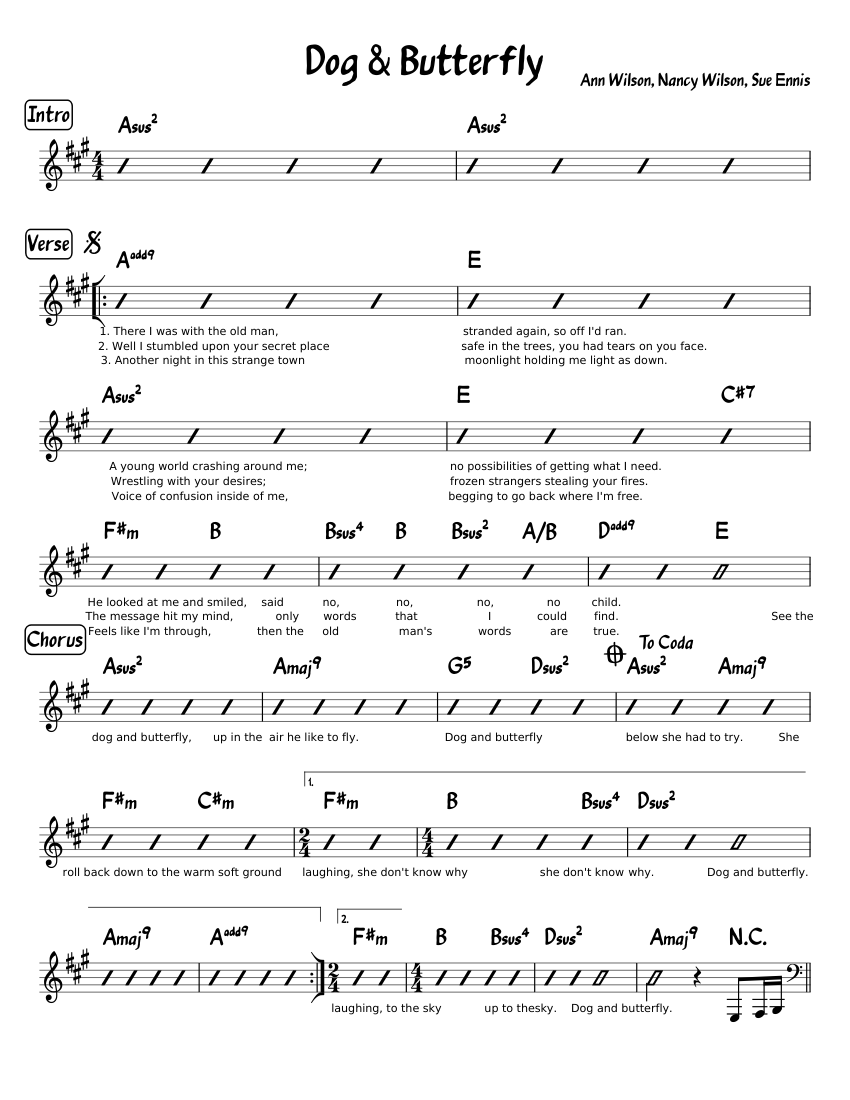 Dog & Butterfly Sheet Music for Piano (Solo) | MuseScore.com