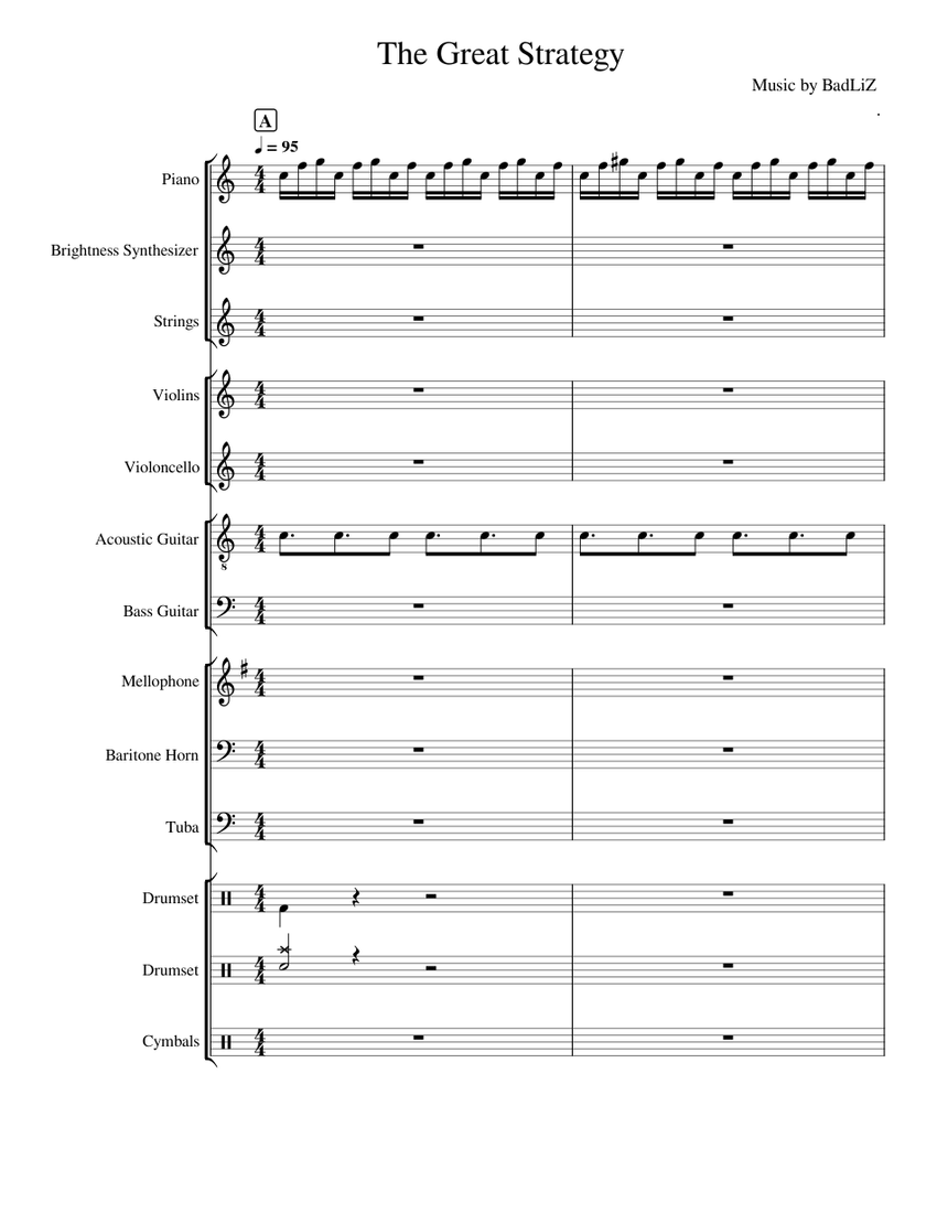Roblox Classic Theme (The Great Strategy - BadLiZ) Sheet Music for ...