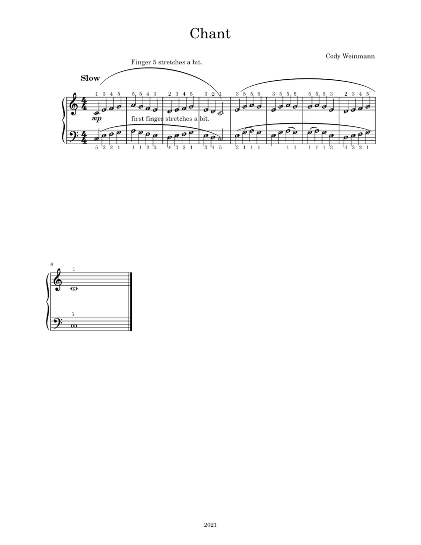 Chant- Easy Piano- Cody Weinmann, Composer Sheet music for Piano (Solo ...