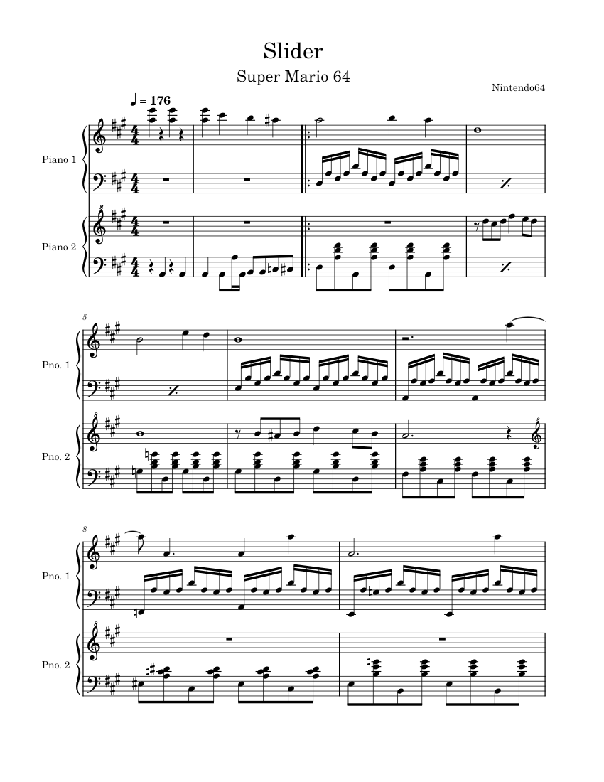 Slider Sheet Music for Piano (Piano Duo) | MuseScore.com