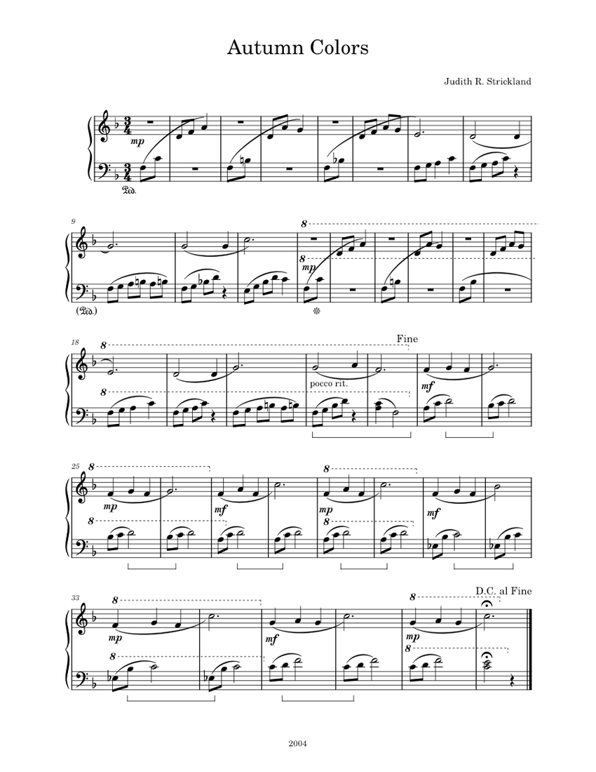 Autumn Colors – Judith R. Strickland Autumn Colors Sheet music for ...