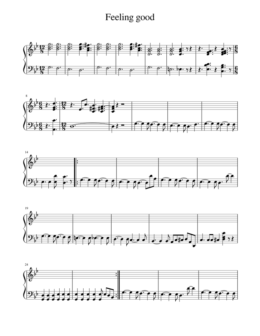 Feeling good Sheet music for Piano (Solo) Easy | Musescore.com