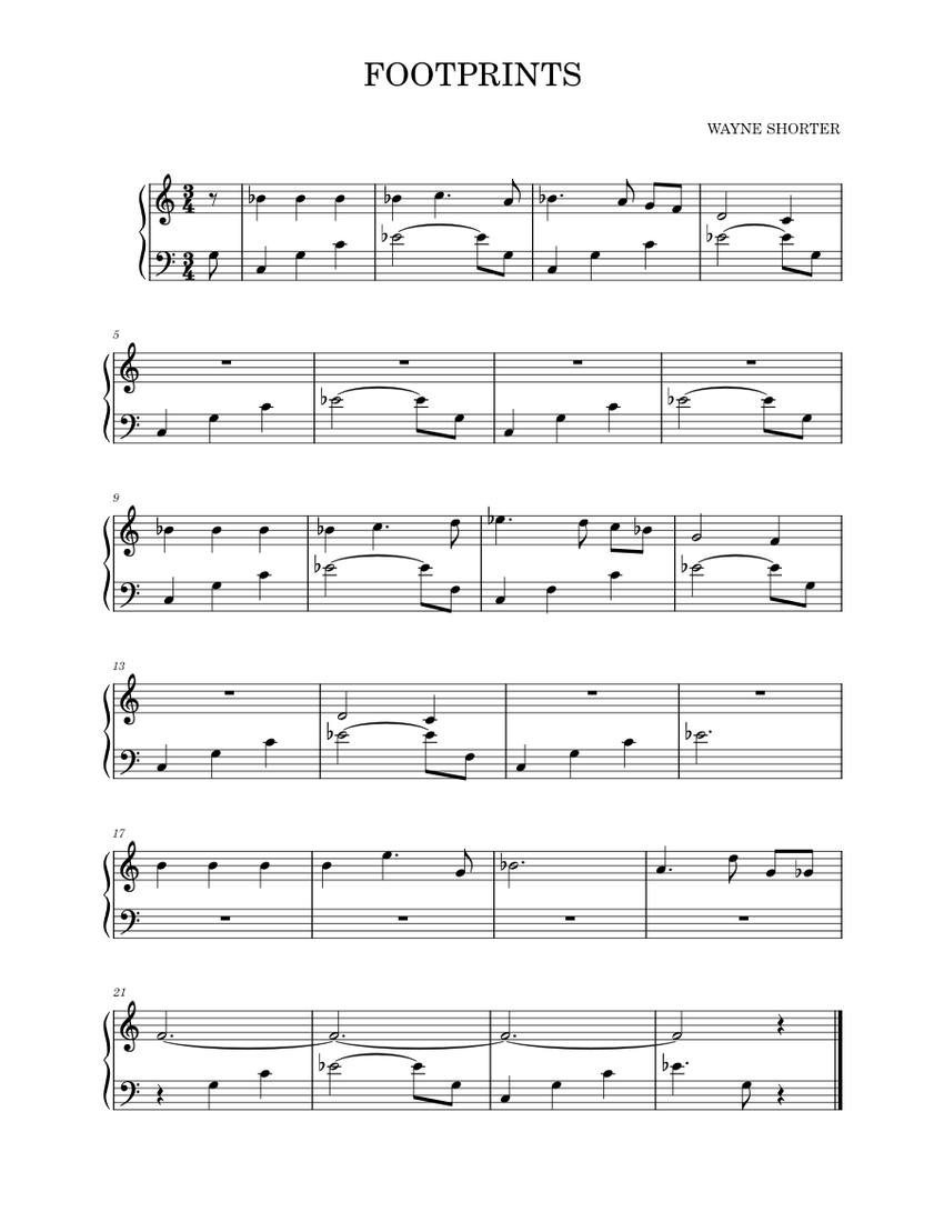 FOOTPRINTS Sheet music for Piano (Solo) Easy | Musescore.com