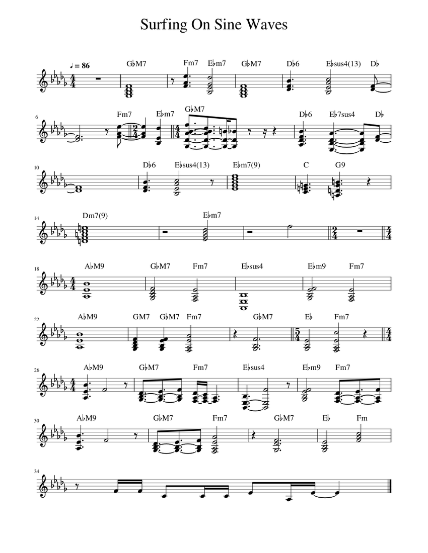 Surfing On Sine Waves 악보 Sheet music for Piano (Solo) Easy | Musescore.com