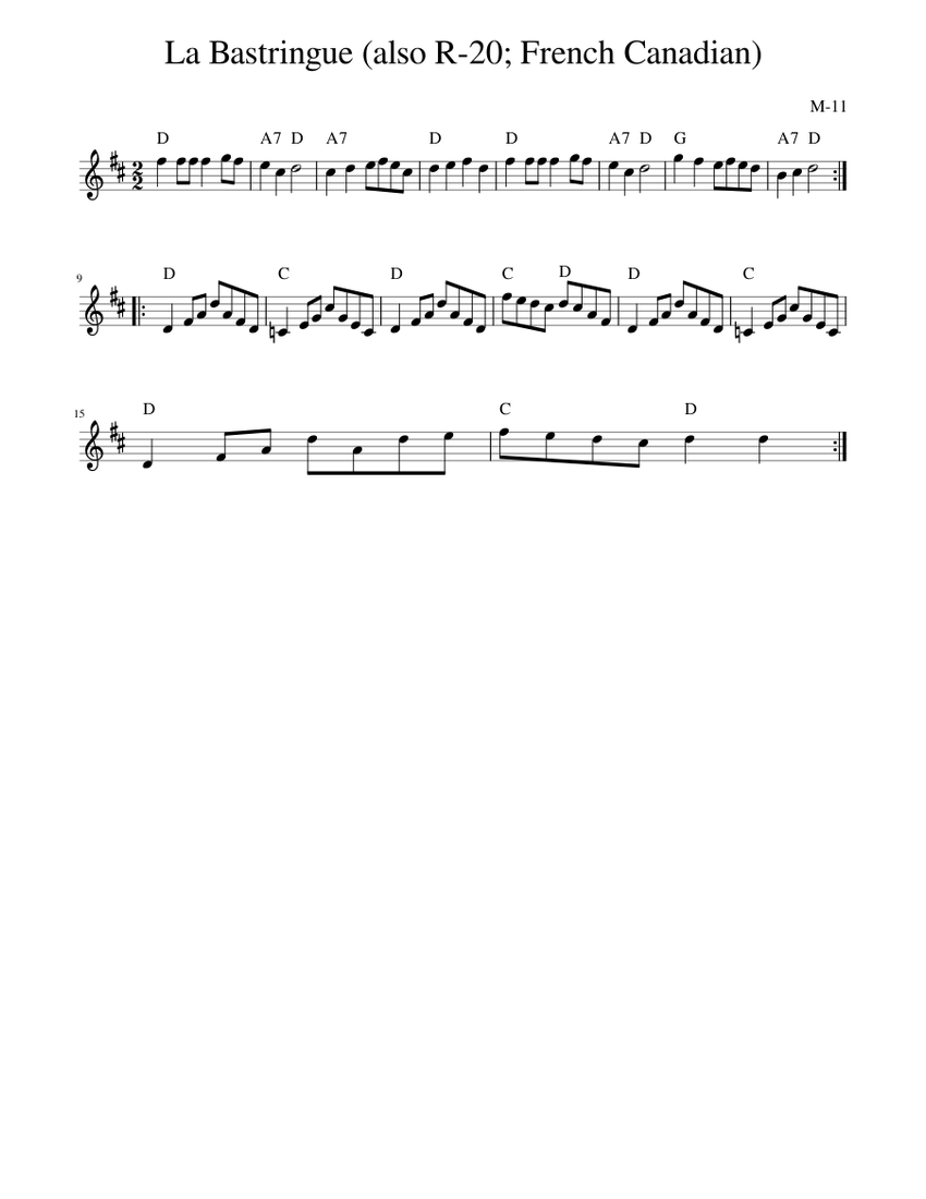 La Bastringue (also R-20; French Canadian) Sheet music for Piano (Solo ...