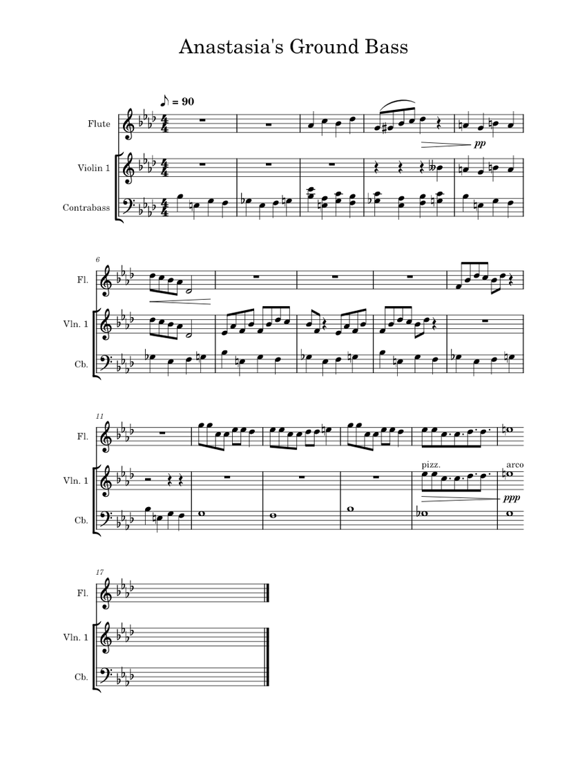 ground_bass Sheet music for Flute, Contrabass, Violin (Piano Quartet ...