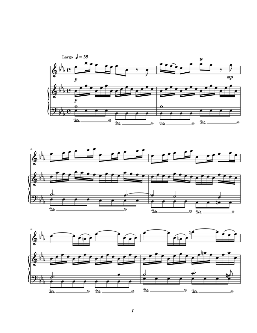 Largo - Antonio Vivaldi Sheet Music for Piano, Violin (Solo ...