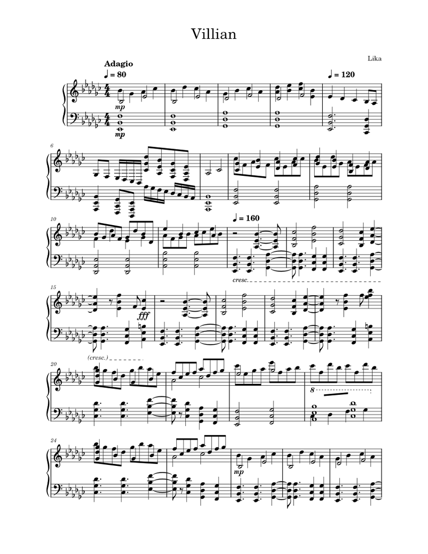 Villain Sheet music for Piano (Solo) | Musescore.com