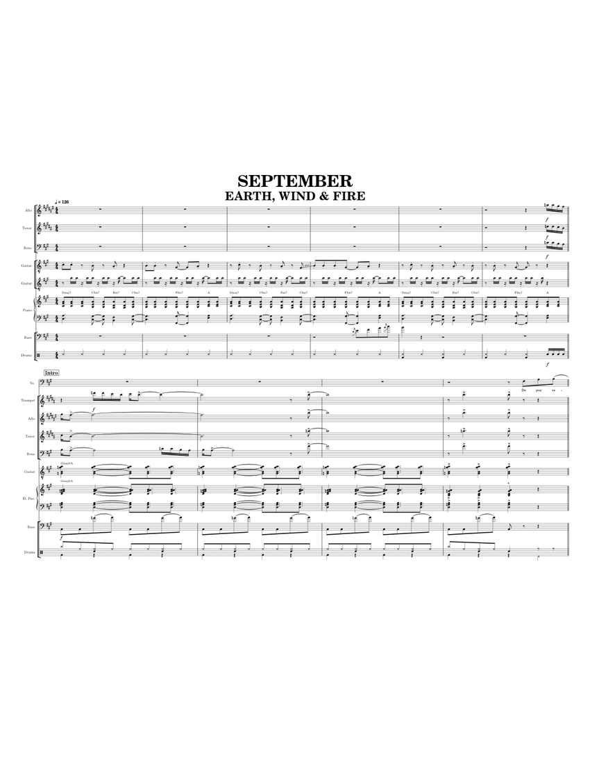 September - Earth, Wind & Fire [Full Transcription] Sheet music for ...