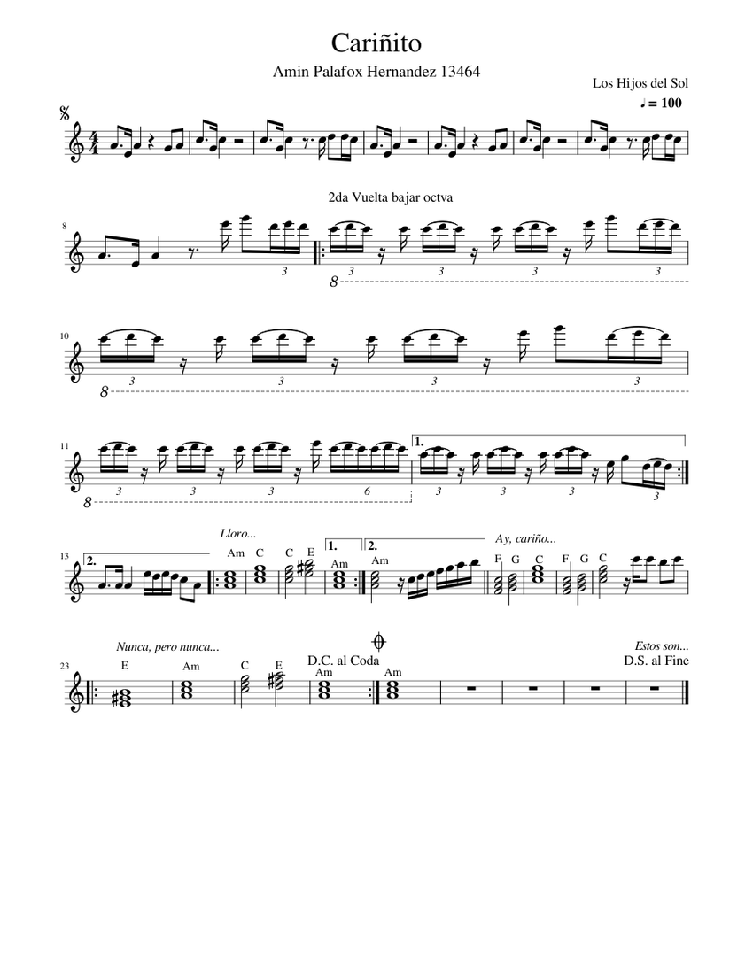 Cariñito Sheet Music for Piano (Solo) easy | MuseScore.com