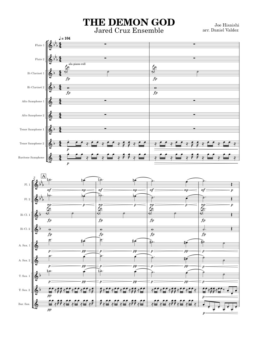 The Demon God (Jared Cruz Ensemble) Sheet music for Flute, Clarinet in ...