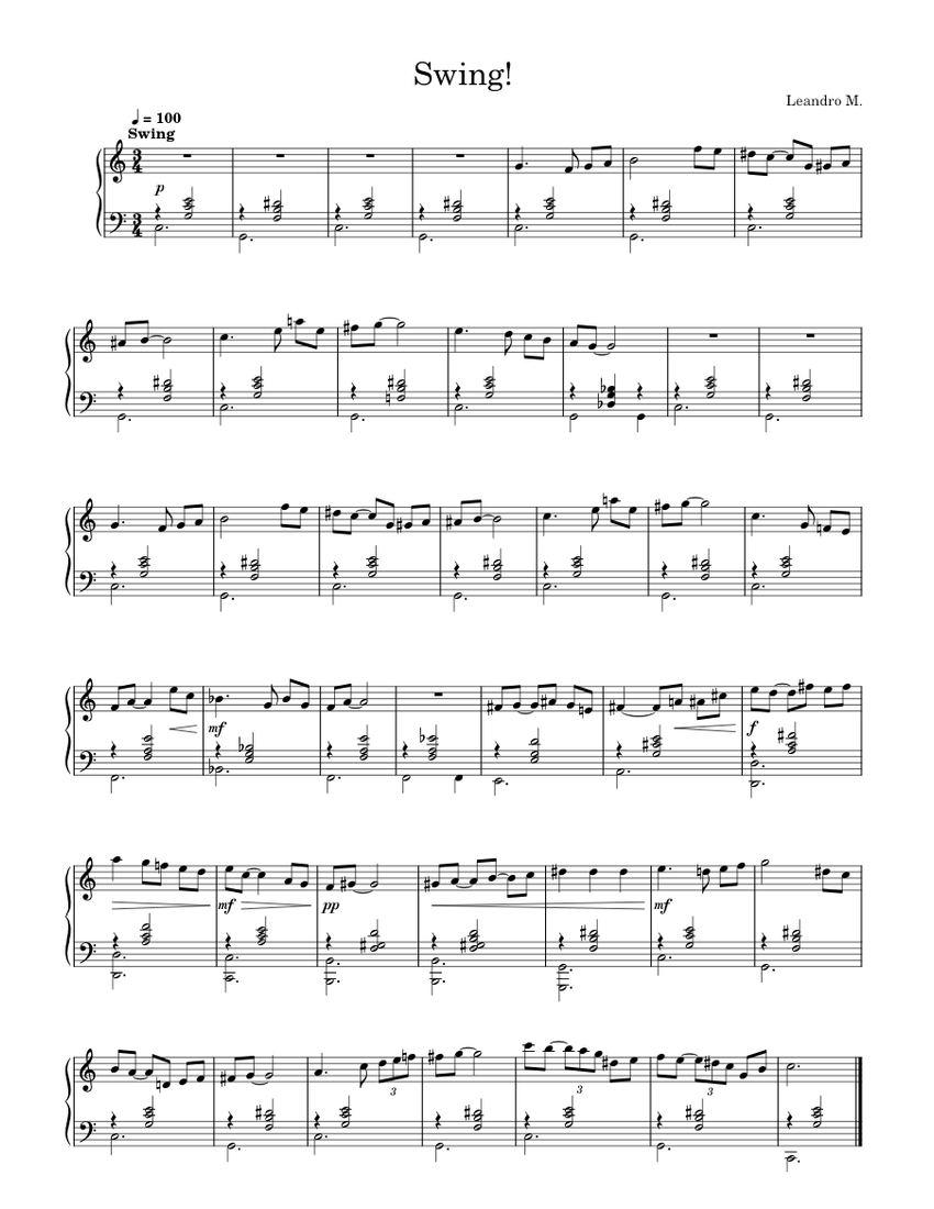 Swing! Sheet Music for Piano (Solo) easy | MuseScore.com