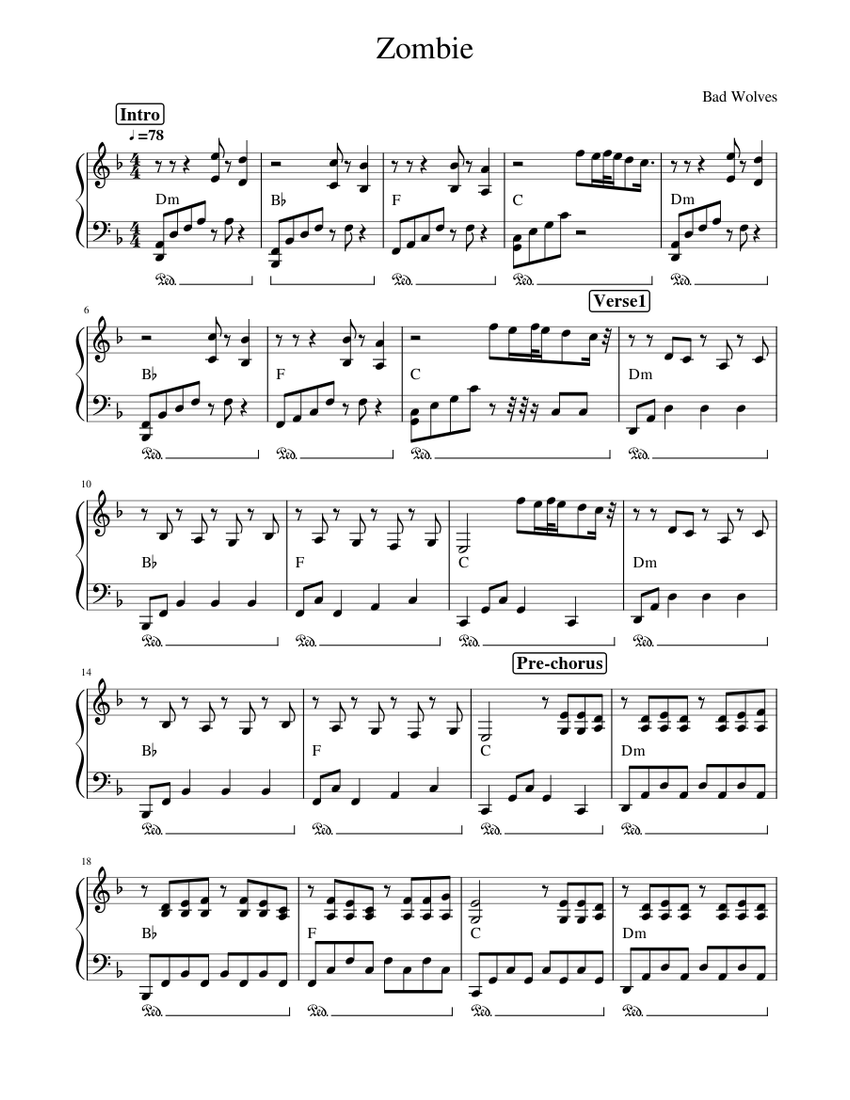 Zombie Sheet music for Piano (Solo) | Musescore.com