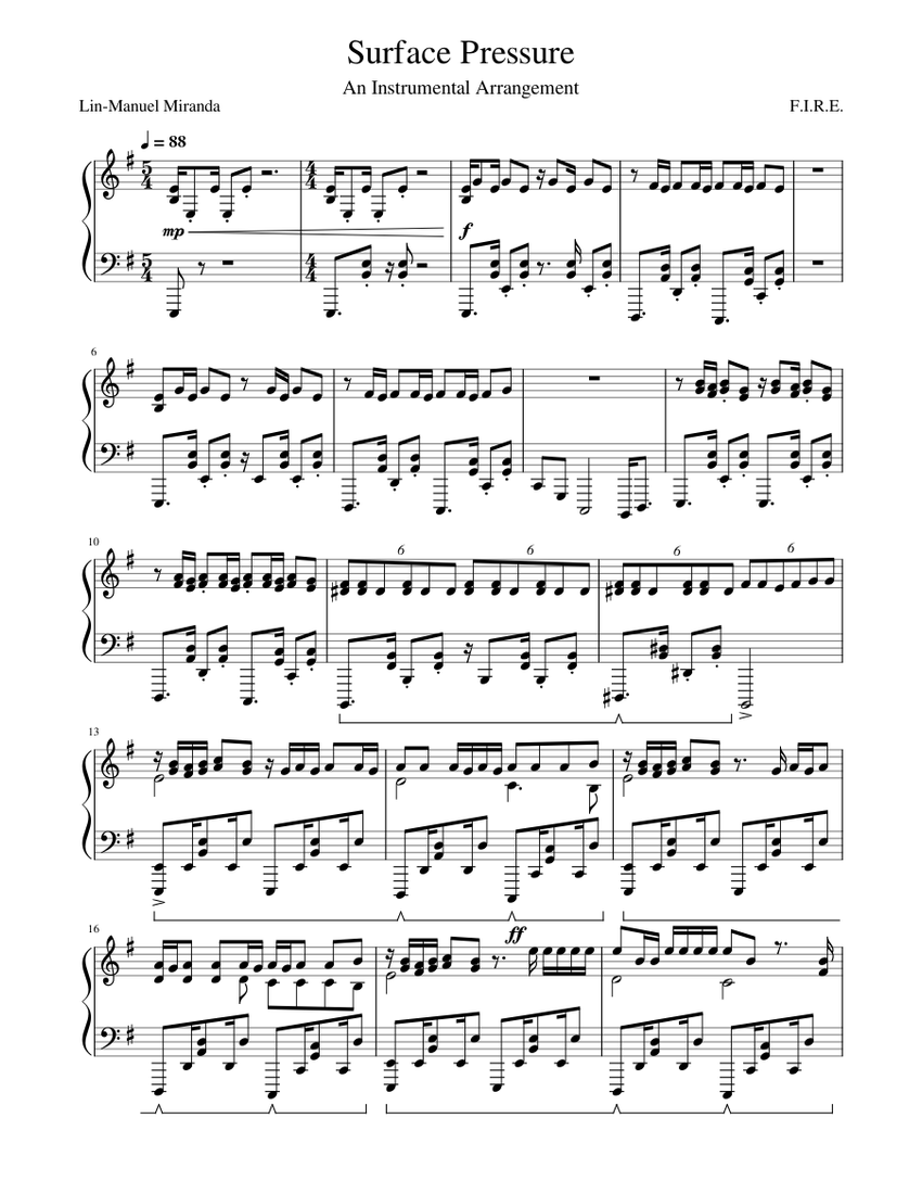 Surface Pressure (Disney's Encanto) Sheet Music for Piano (Solo ...