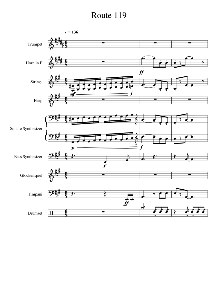 Hoenn Route 119 Sheet music for French horn, Timpani, Glockenspiel ...