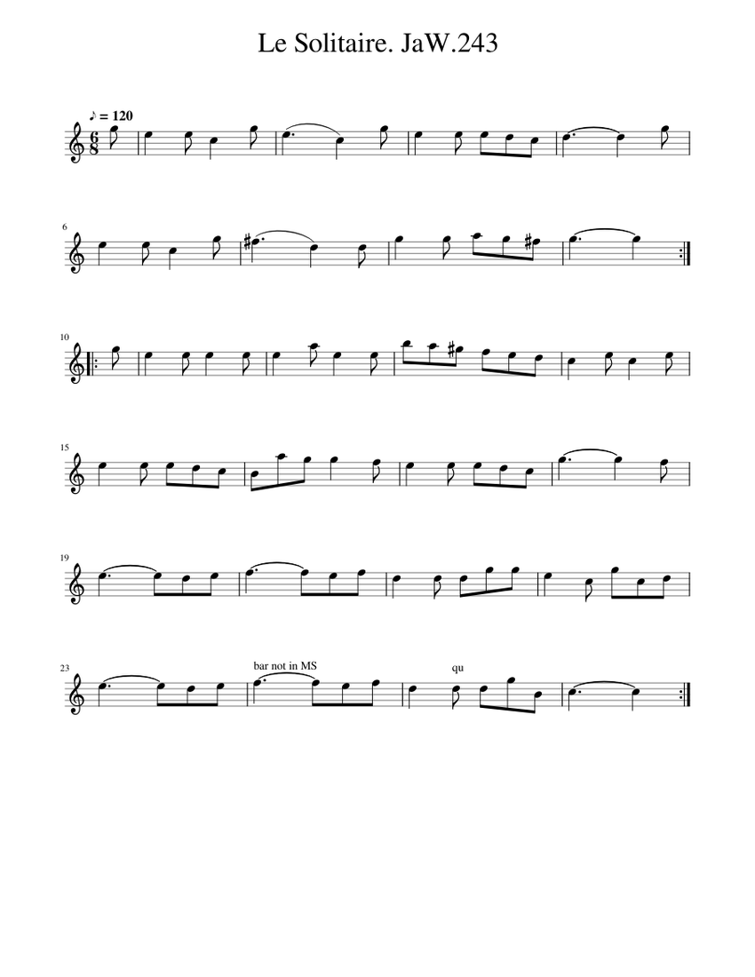 Le Solitaire. JaW.243 Sheet music for Piano (Solo) | Musescore.com