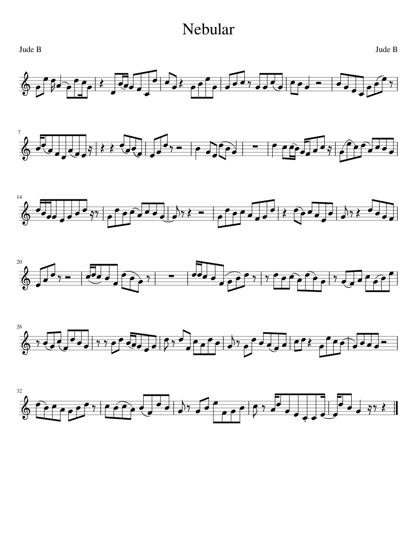 Nebular Sheet Music for Piano (Solo) easy | MuseScore.com
