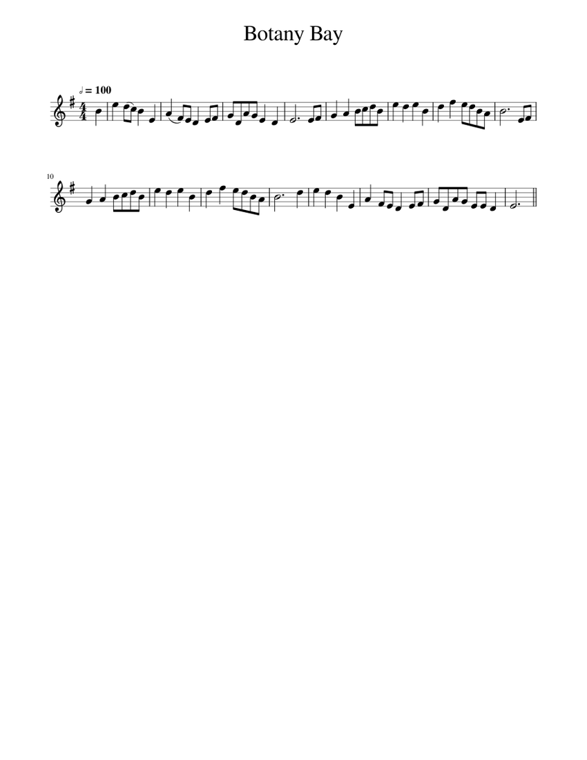 Botany Bay Sheet Music for Piano (Solo) easy | MuseScore.com
