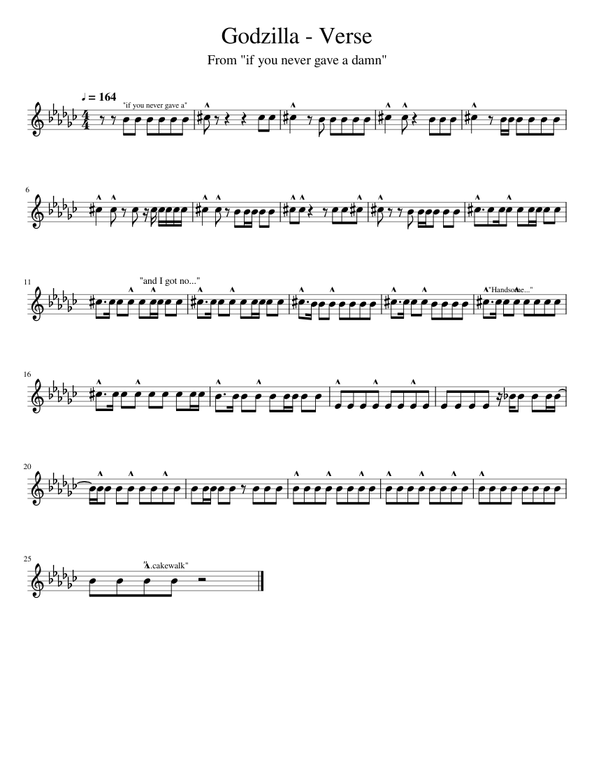 Godzilla_-_Verse (2) Sheet music for Piano (Solo) Easy | Musescore.com
