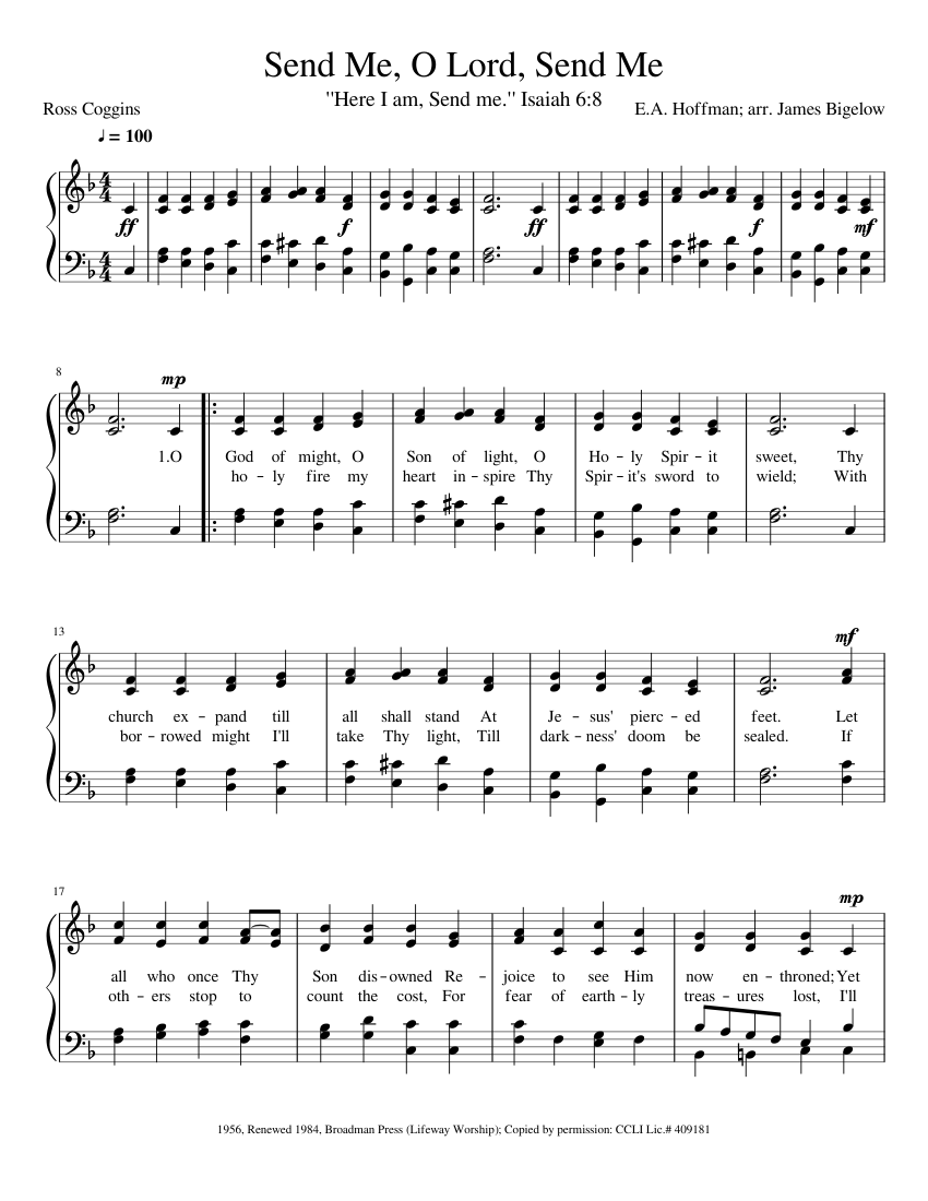 Send Me, O Lord, Send Me Sheet Music for Piano (Solo) Easy | MuseScore.com