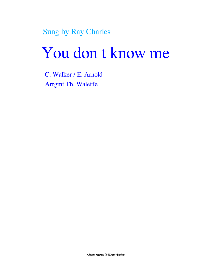 You don t know me Sheet Music for Piano, Trombone, Trombone bass ...